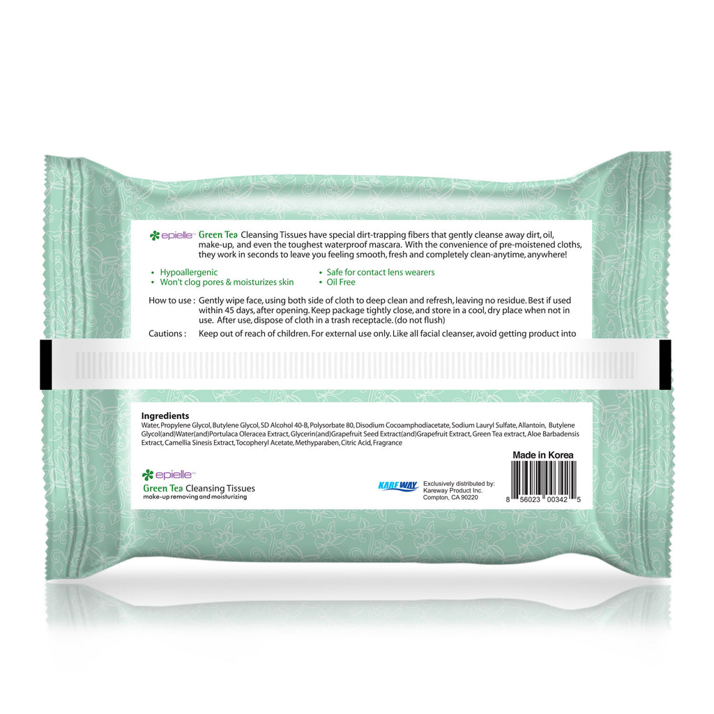 Green Tea Facial Cleansing Tissues | 30ct – epielle®